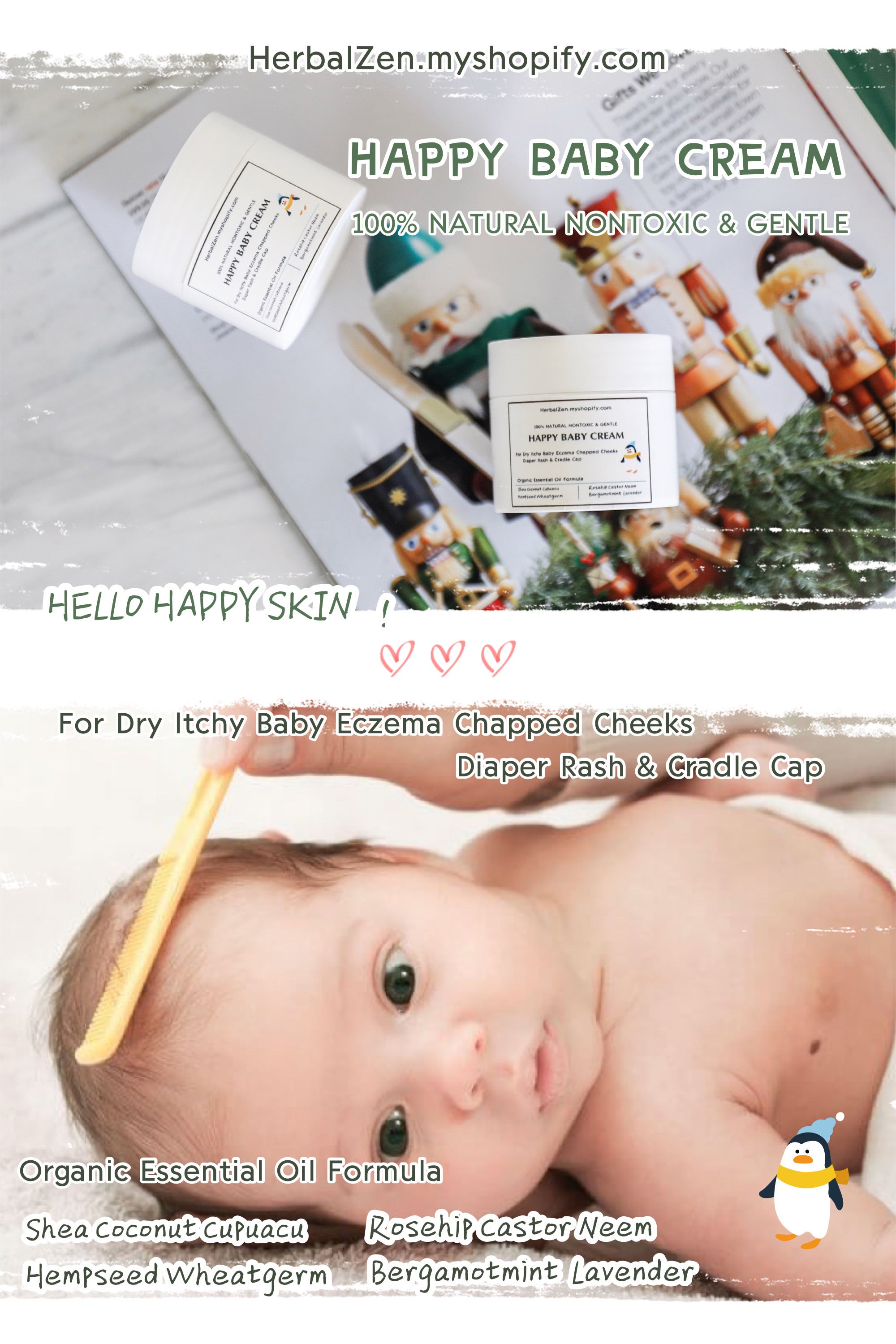 Happy Baby Cream for dry itchy skin diaper rash baby eczema chapped ...